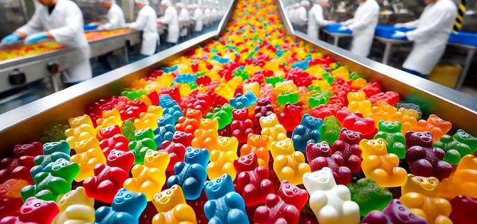 Jelly candy Starch Mogul line - Starch Mogul Gummy Candy Production ...
